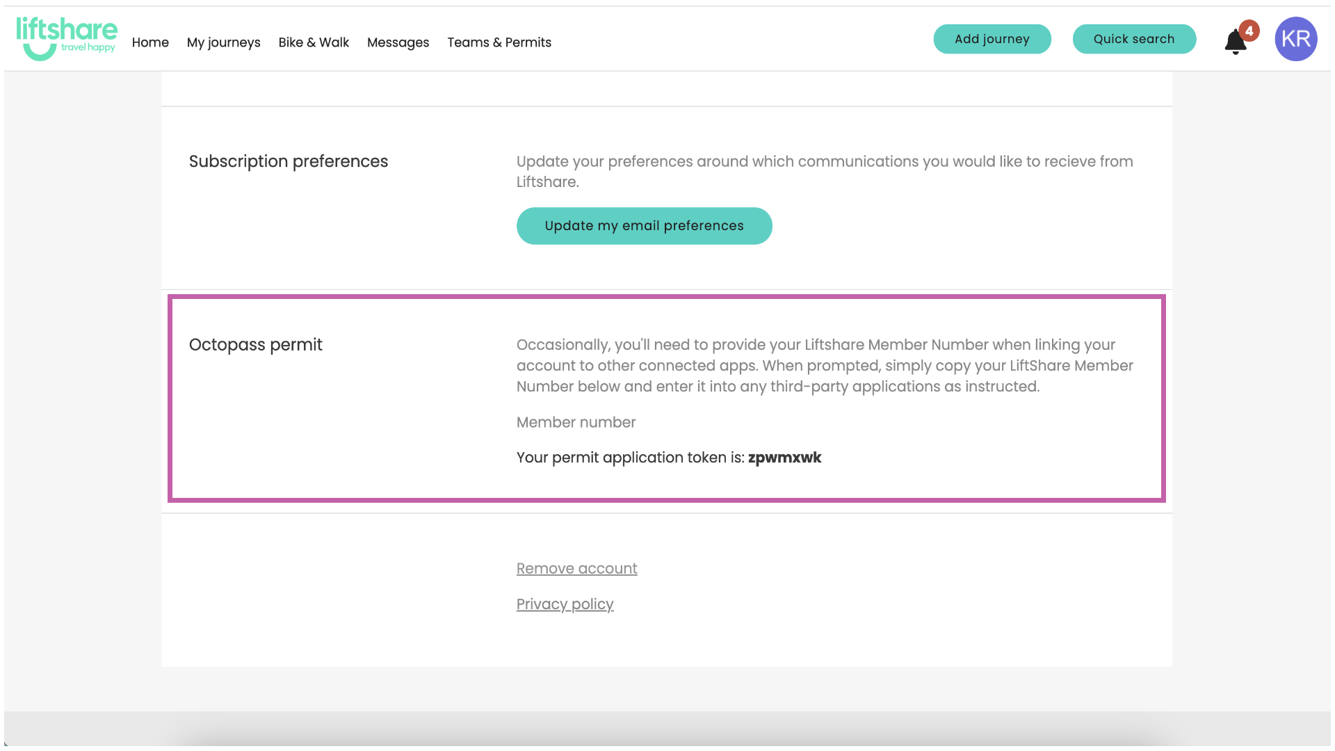 Applying for a Liftshare parking permit via Octopass