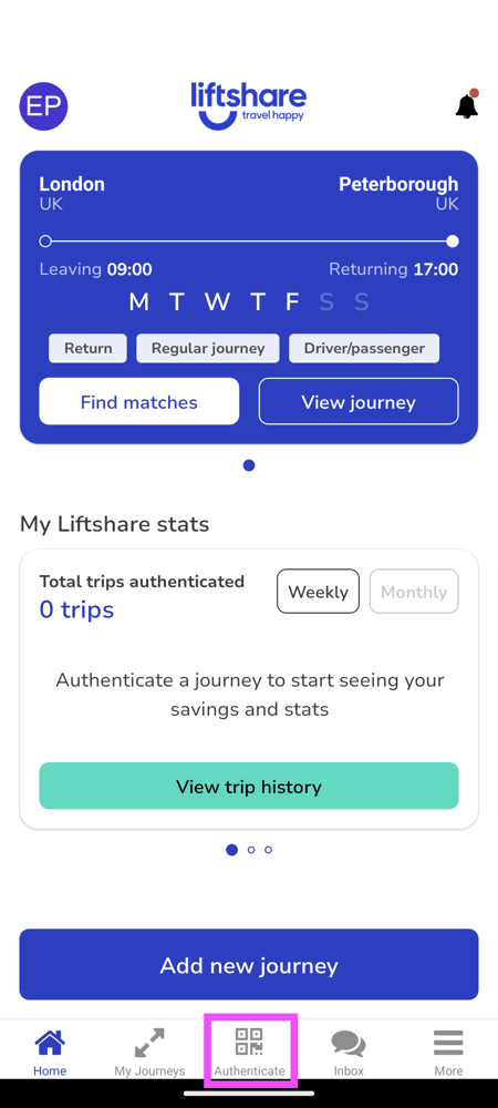 How to trip authenticate my journey on the Mobilityways app?