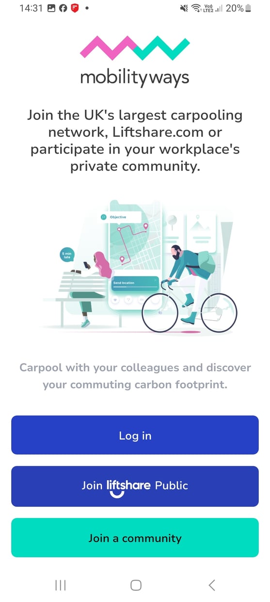 How to sign up to Liftshare on the Mobilityways app